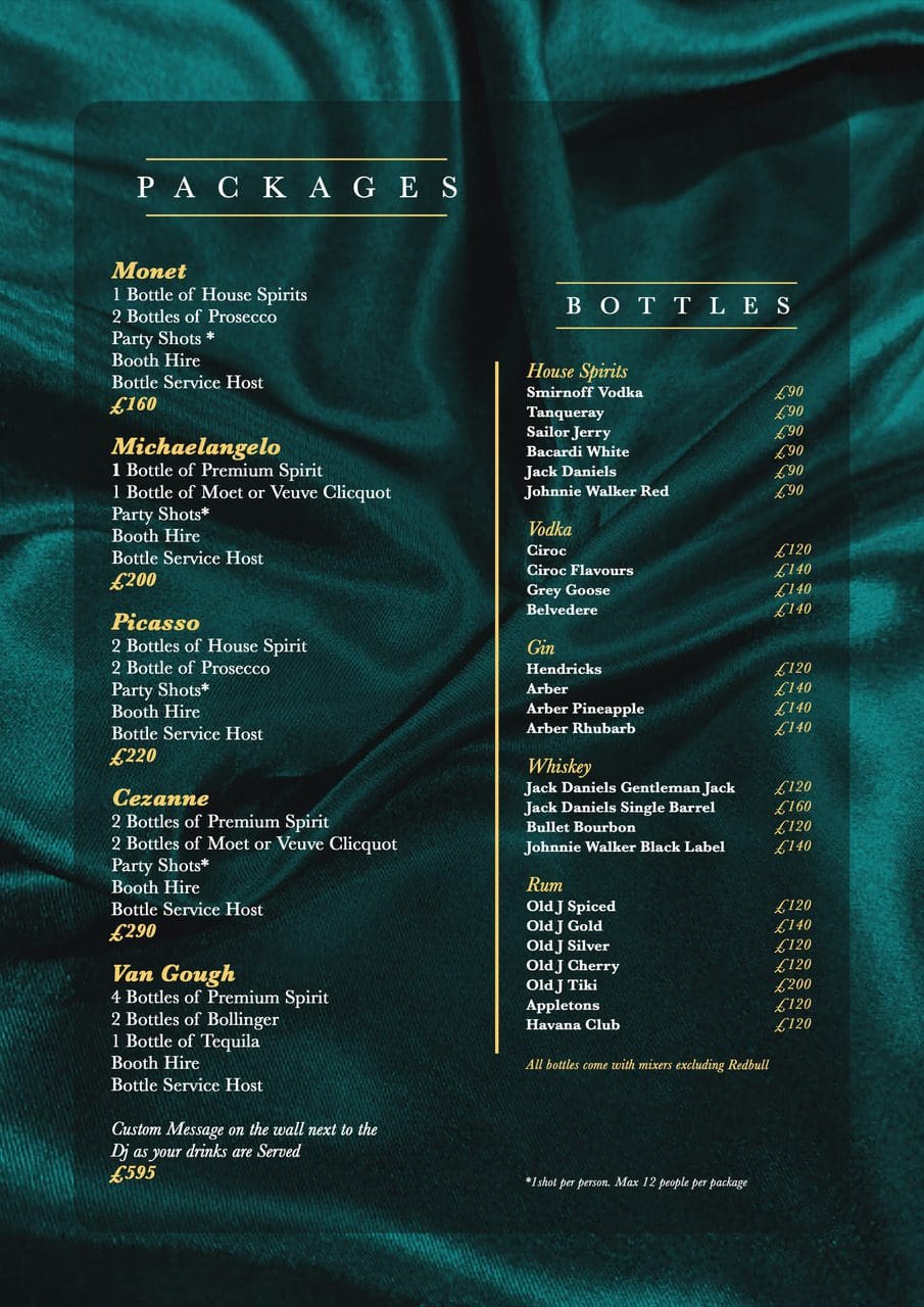 VIP Packages | Canvas Live Lounge & Loft Bar in Bournemouth